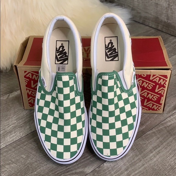 Vans | Shoes | Vans Classic Slipon Checkerboard Green | Poshmark